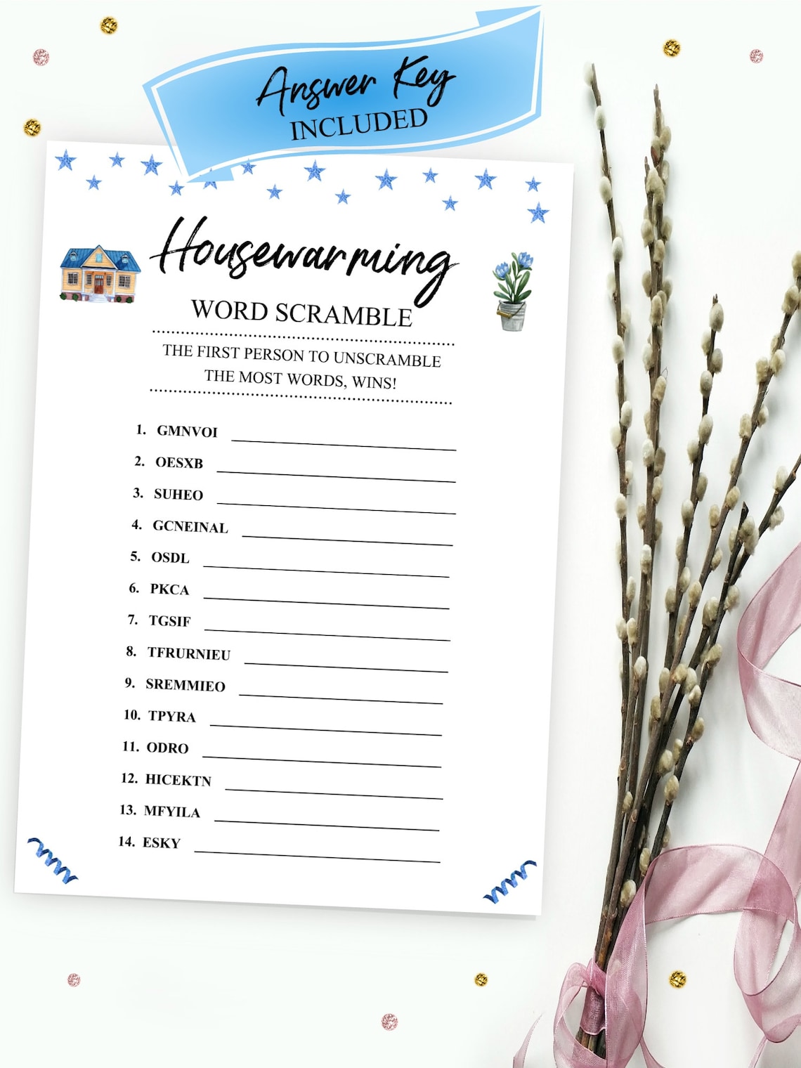 Housewarming Word Scramble. Housewarming Party Game. Real Estate. New ...