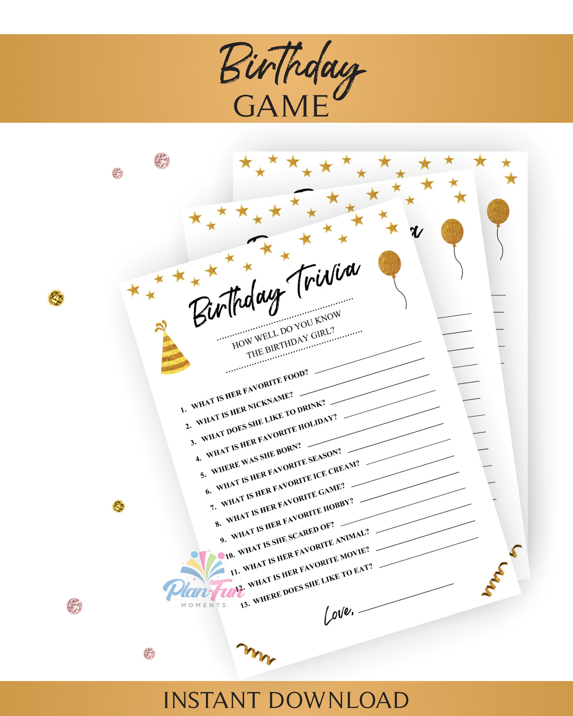 Birthday Trivia. How Well Do You Know Me? Party Game. Teen, Tween Girl ...