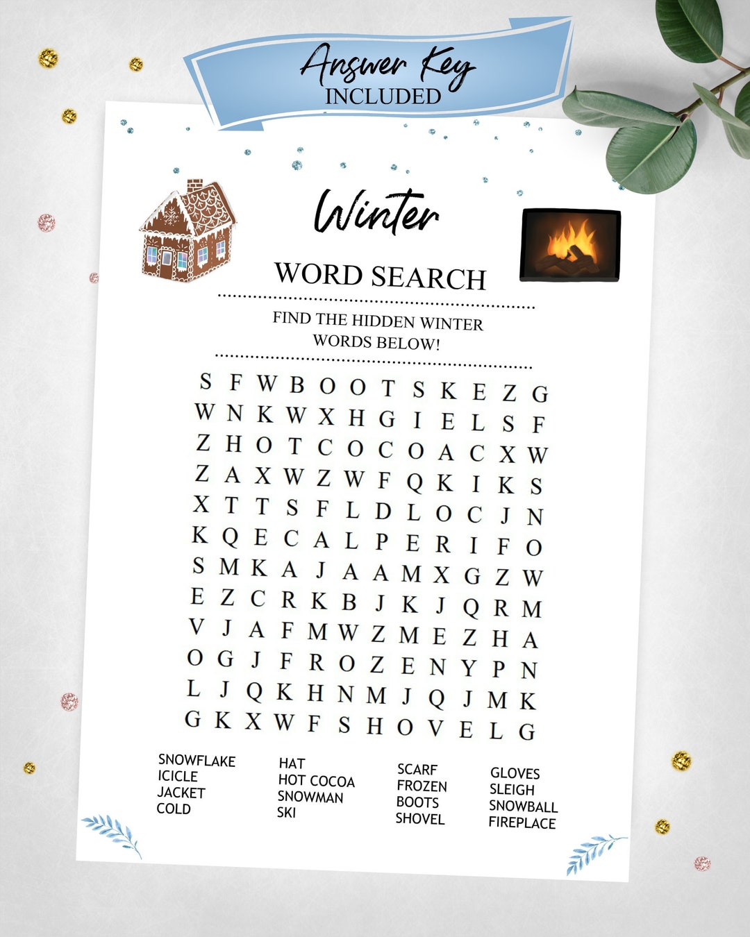 Winter Word Search. Winter Game. Seasonal Party Game. Winter ...