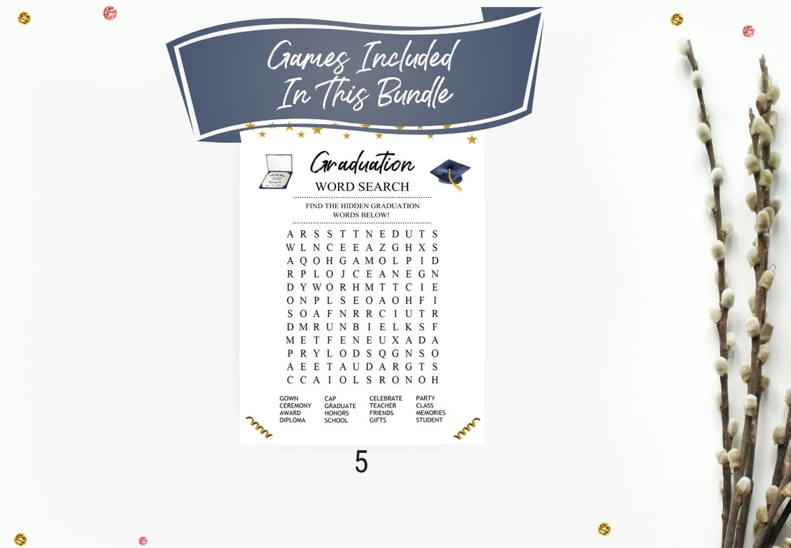 Graduation 5 Game Bundle. Graduation Party Games. Word Search, Word ...