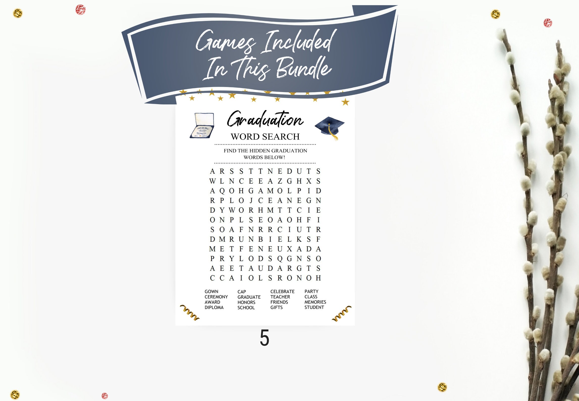 Graduation 5 Game Bundle. Graduation Party Games. Word Search, Word ...