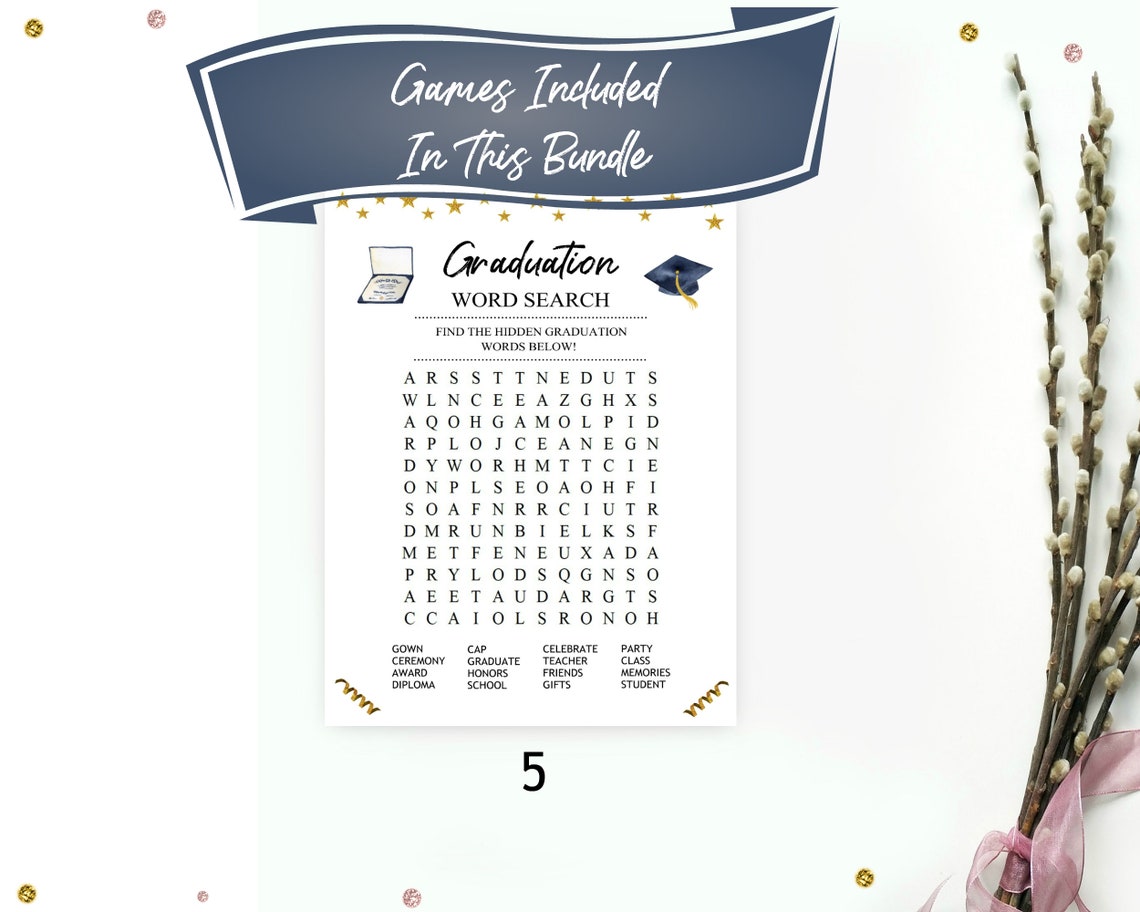 Graduation 5 Game Bundle. Graduation Party Games. Word Search - Etsy
