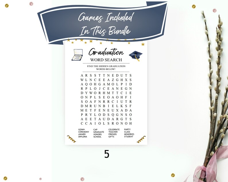 Graduation 5 Game Bundle. Graduation Party Games. Word Search - Etsy