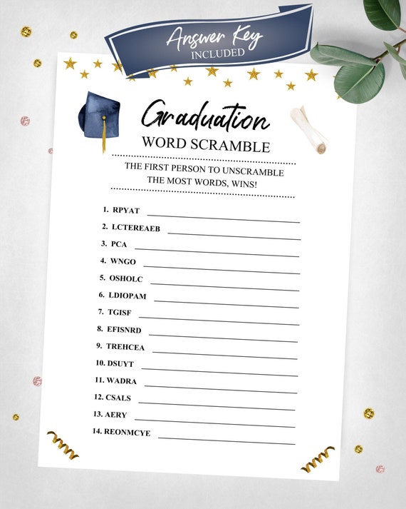 Printable Graduation Word Scramble Games How Many Words Can You Make