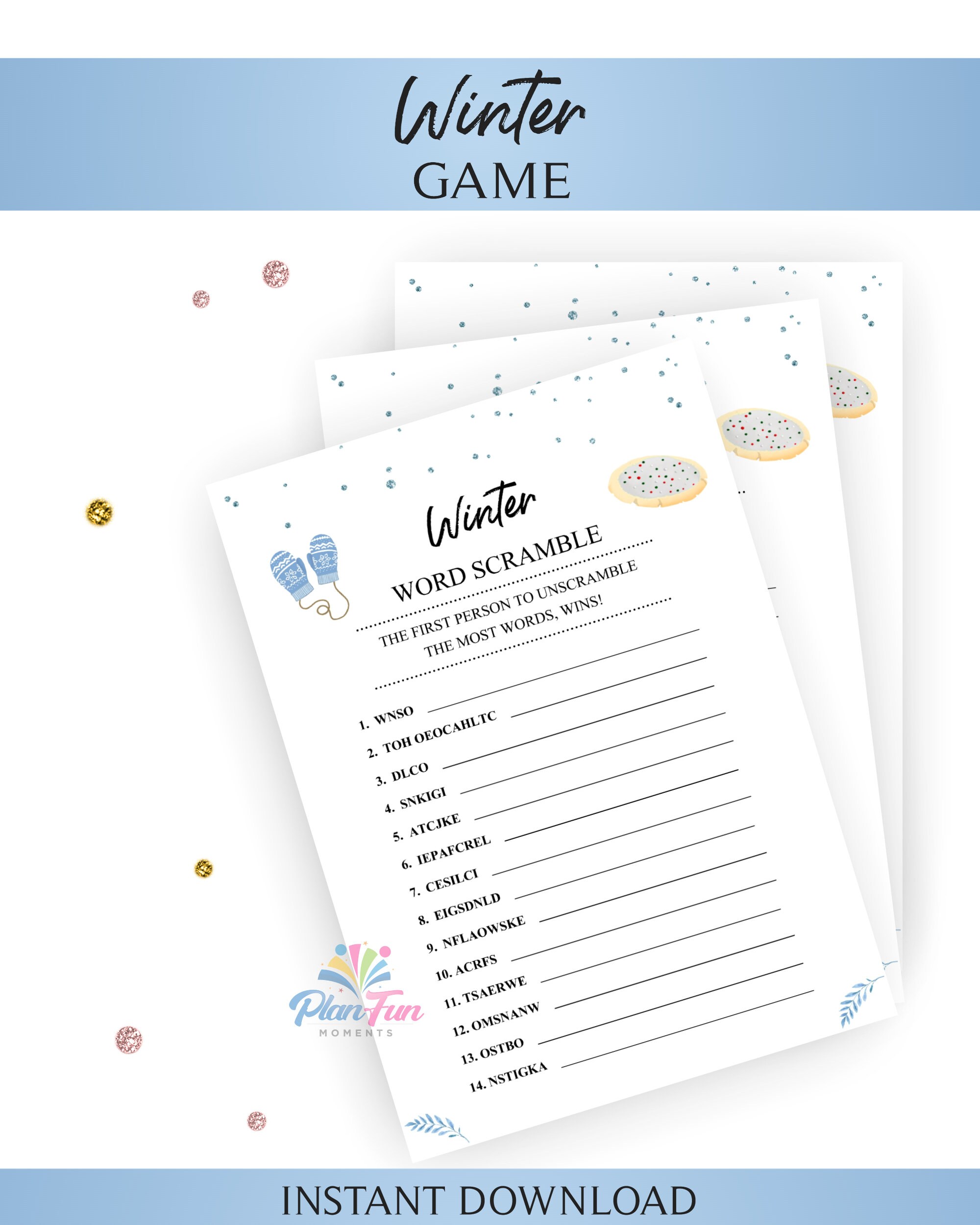Winter Word Scramble. Winter Game. Seasonal Party Game. Winter ...
