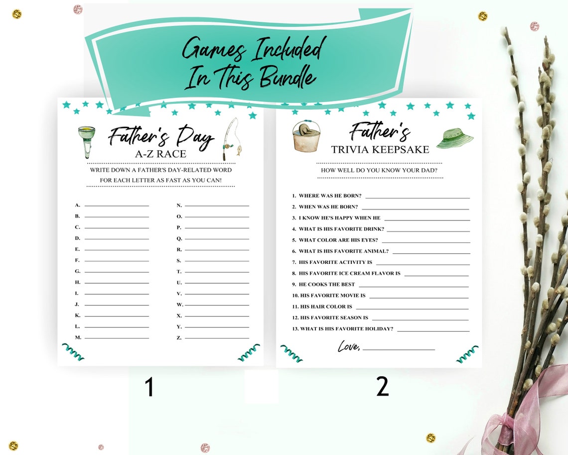 Father's Day 5 Game Bundle. Home Party Games. Holiday - Etsy Canada