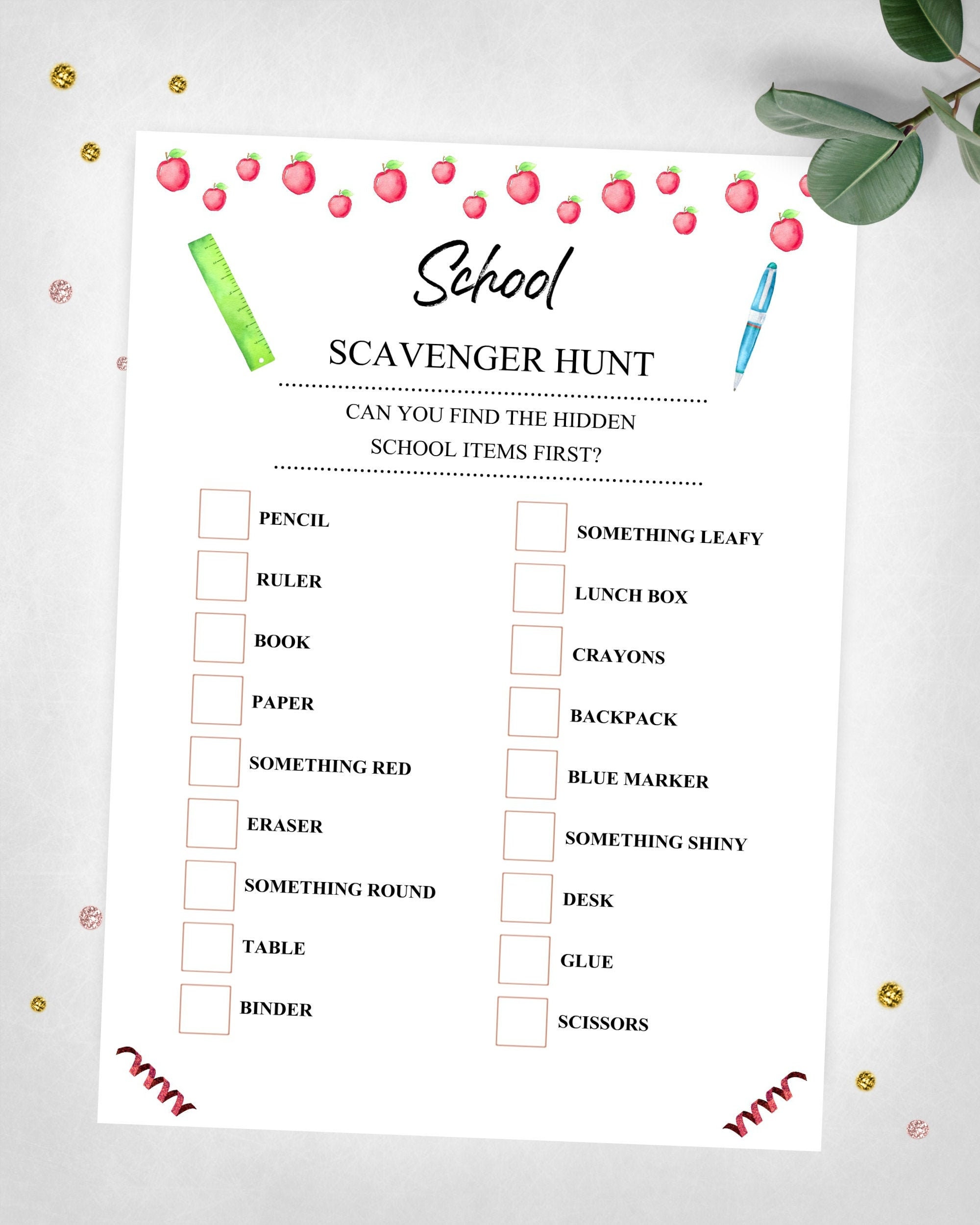 School Scavenger Hunt. Back to School Scavenger Hunt Game. School Hunt ...