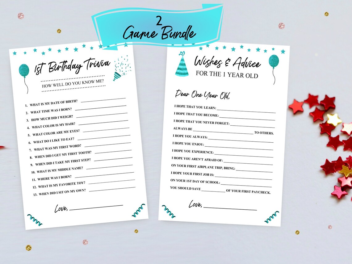 1st Birthday Trivia. 1st Birthday Wishes and Advice for the 1 - Etsy
