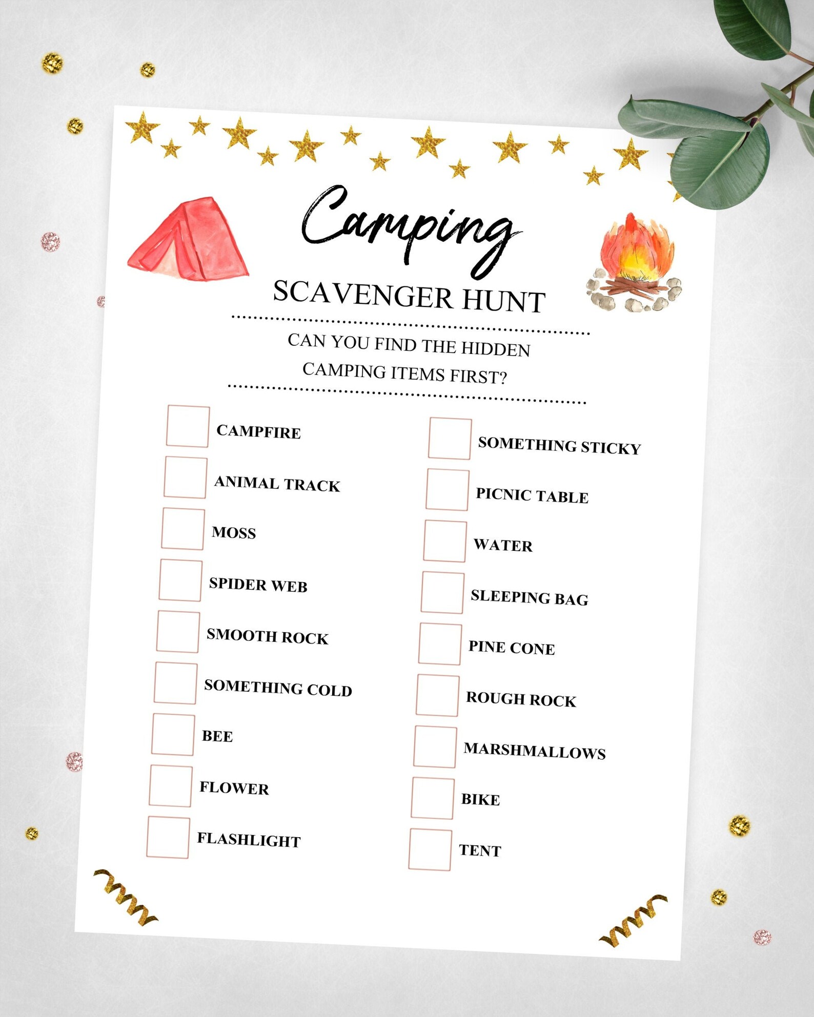 Camping Scavenger Hunt. Spring, Summer Outdoor Scavenger Hunt. Camp Fun ...