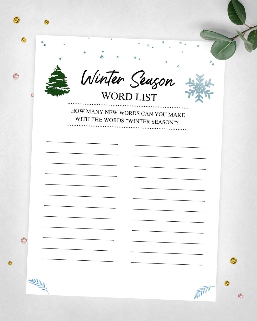 Winter Season Word List. Winter Game. Seasonal Party Game. Winter ...