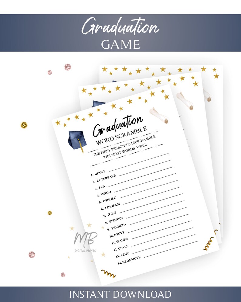 Graduation Word Scramble. Graduation Party Game. at Home Game. Instant ...