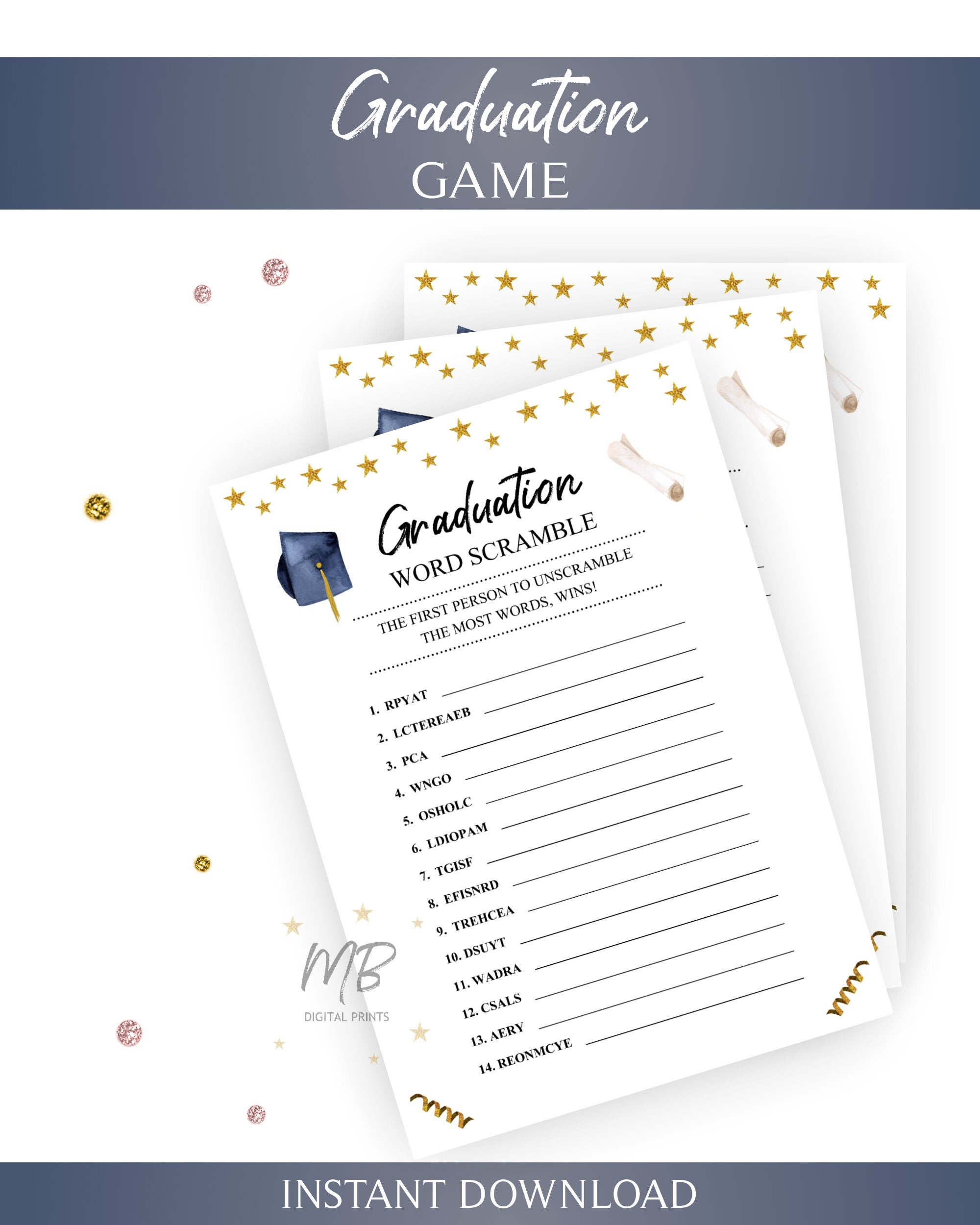 Graduation Word Scramble. Graduation Party Game. at Home Game. Instant ...