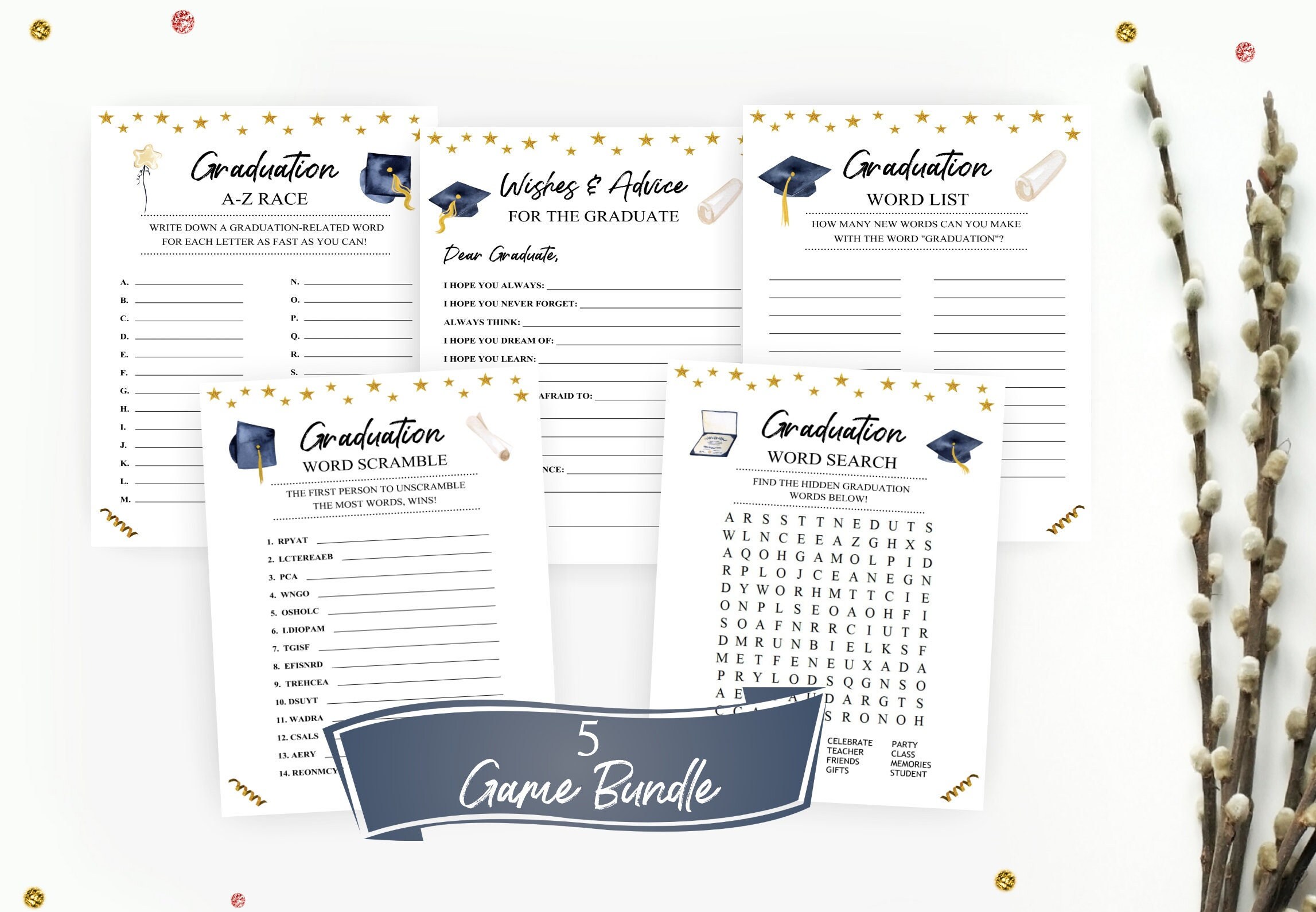 Graduation 5 Game Bundle. Graduation Party Games. Word Search, Word ...