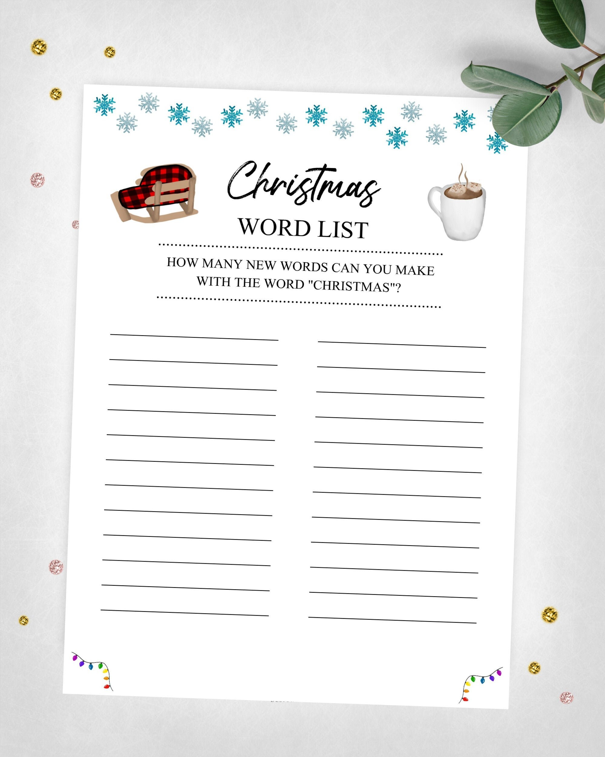 Christmas Word List. Holiday Game. Christmas Word List Party Game ...