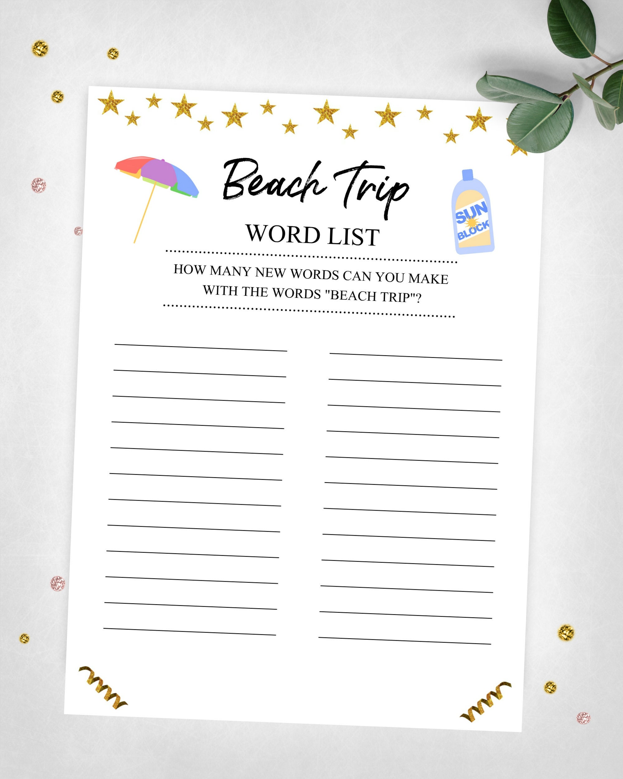 Beach Word List. Spring, Summer Beach Word List Game. Beach Fun ...