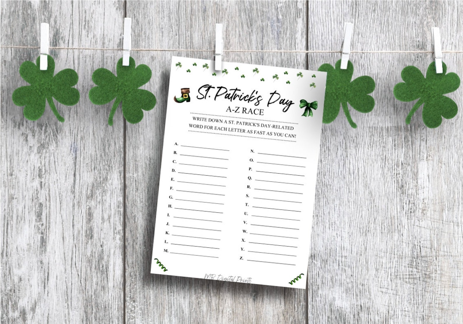St. Patrick's Day A-Z Race. Party Game. Holiday Game. Green St. Patrick ...