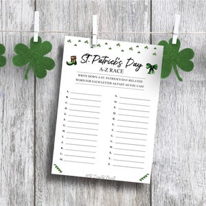St. Patrick's Day A-Z Race. Party Game. Holiday Game. Green St. Patrick ...