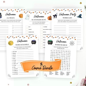 Halloween 5 Bundle Games. Halloween Party Games. Word Search | Etsy