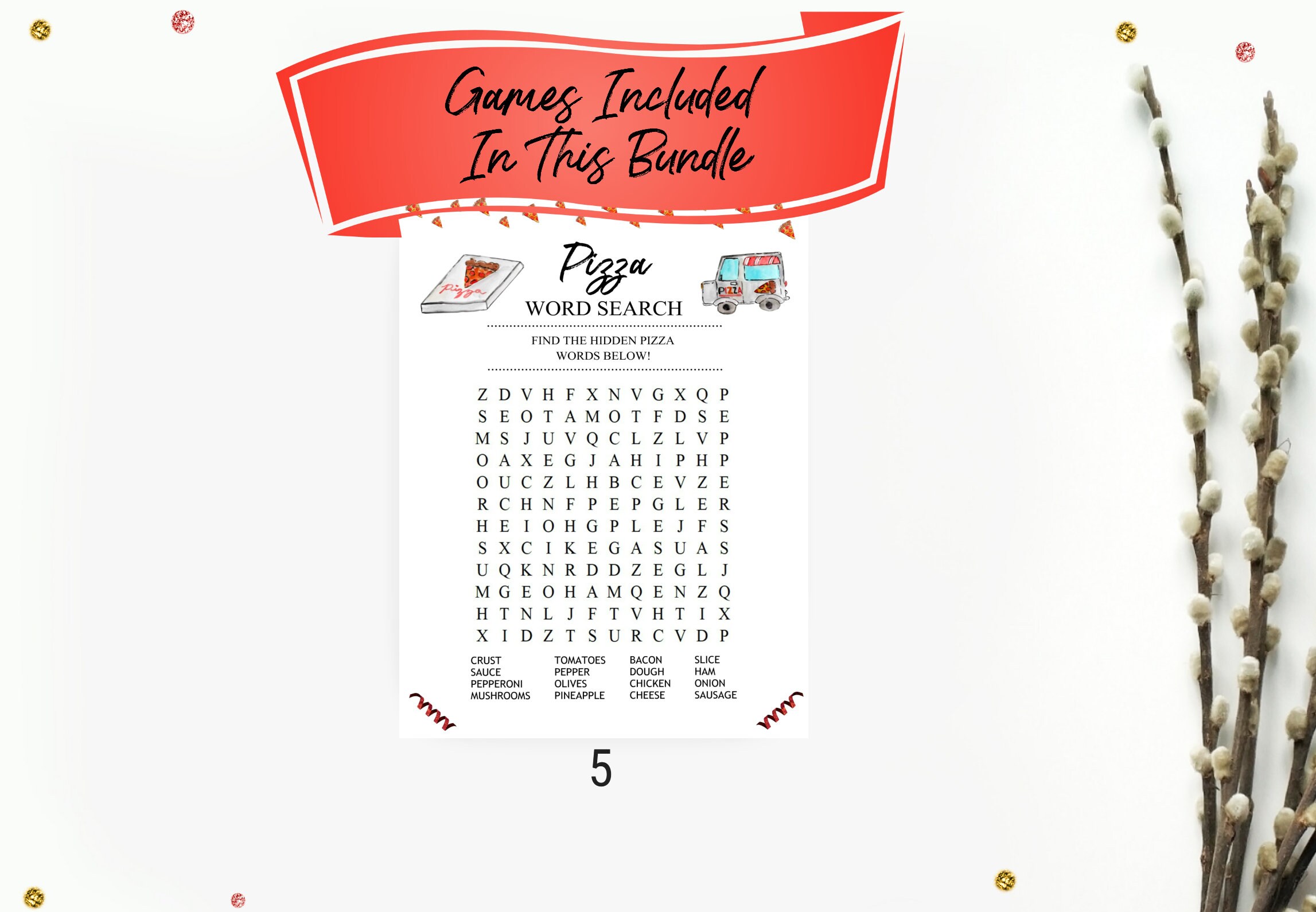 Pizza 5 Game Bundle. Race. This or That. Word Search. Scramble. Word ...