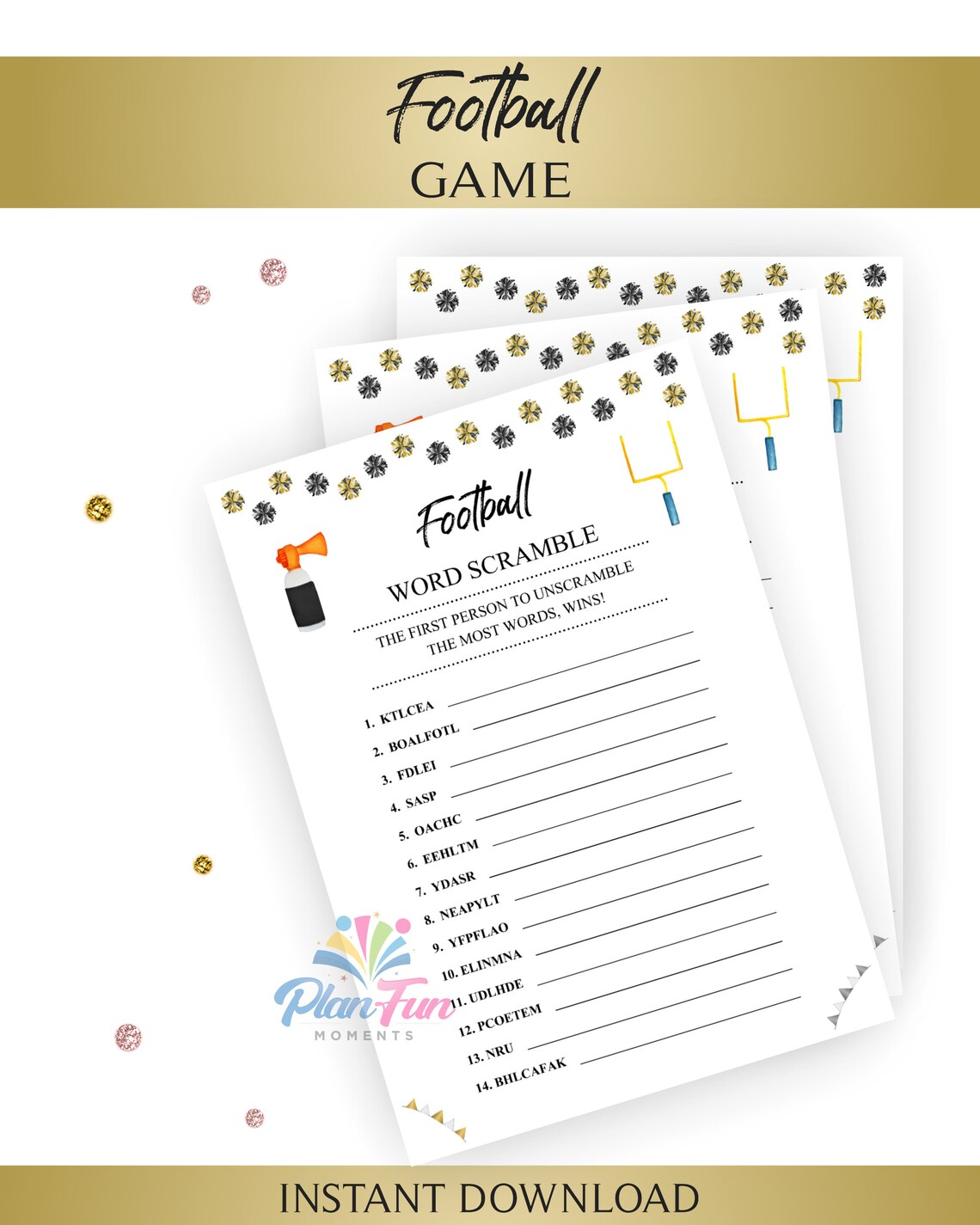 Football Word Scramble. Sports Game. Football Word Scramble Party Game ...