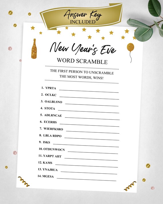 New Year's Eve Word Scramble. Holiday Printable Game. New | Etsy Canada