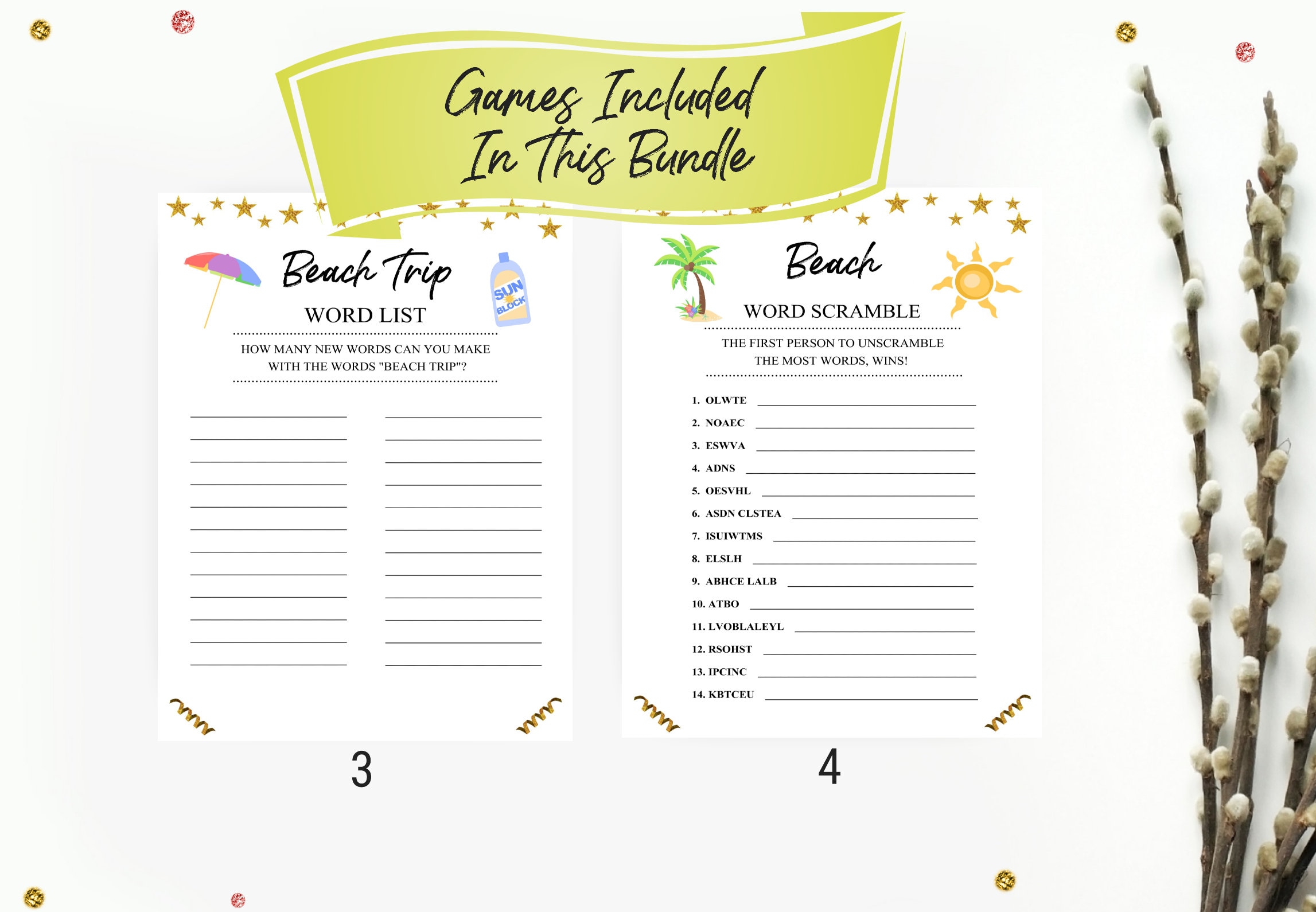 Beach 5 Game Bundle. Word Search, Word Scramble, Hunt. Spring, Summer ...