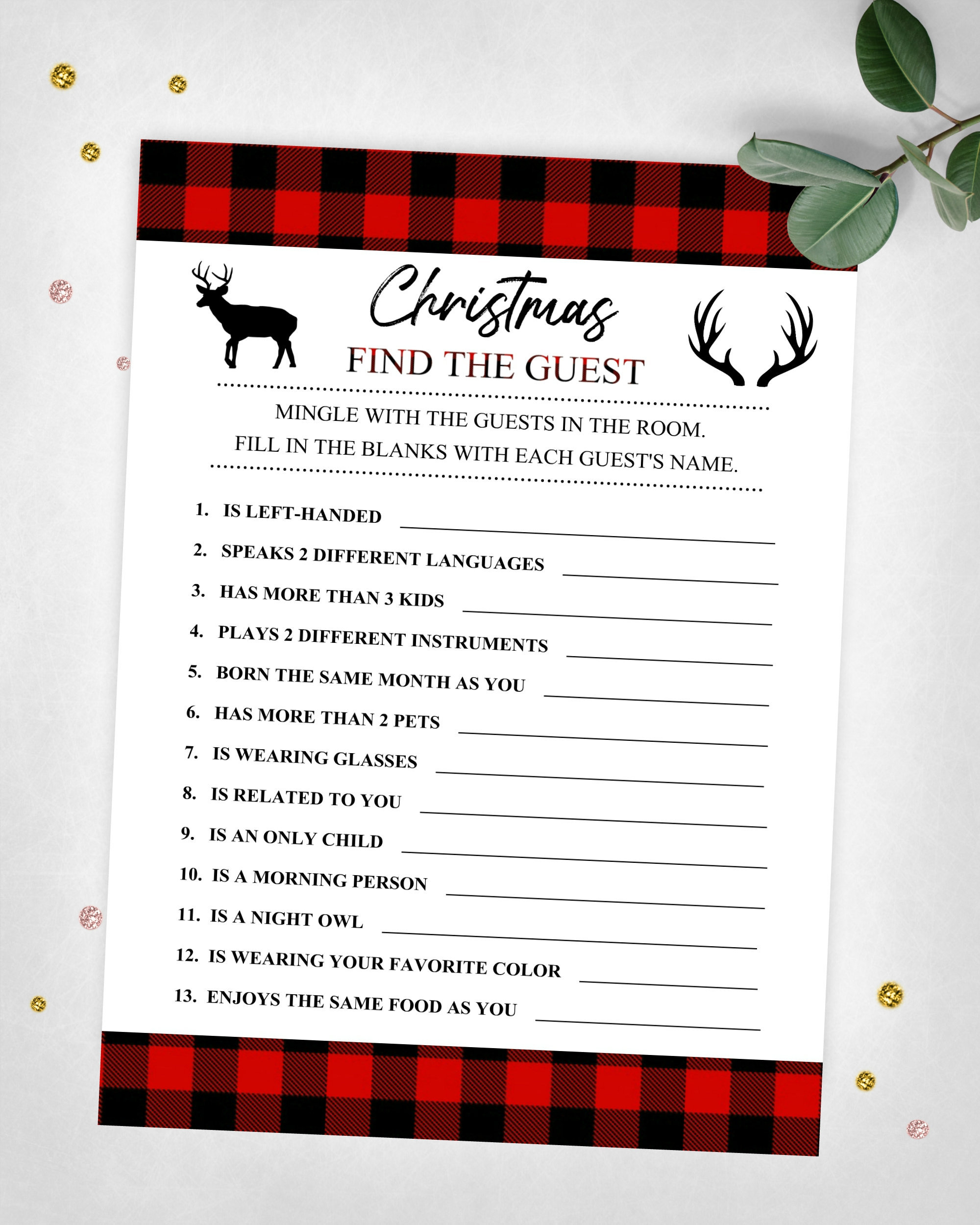 Christmas Find the Guest Holiday Printable Game. Christmas Party Game ...