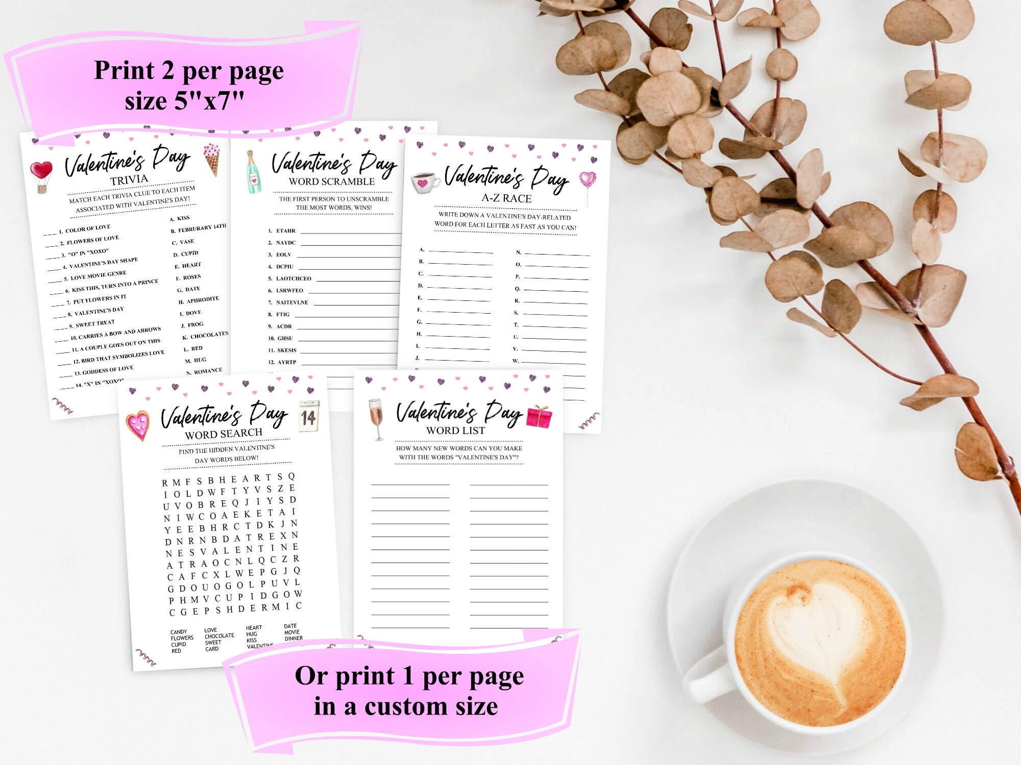 Valentine's Day 5 Game Bundle. Party and Holiday Games. - Etsy