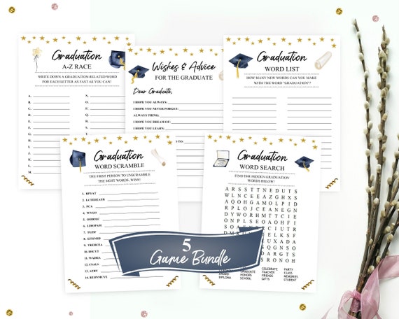 Graduation 5 Game Bundle. Graduation Party Games. Word Search | Etsy