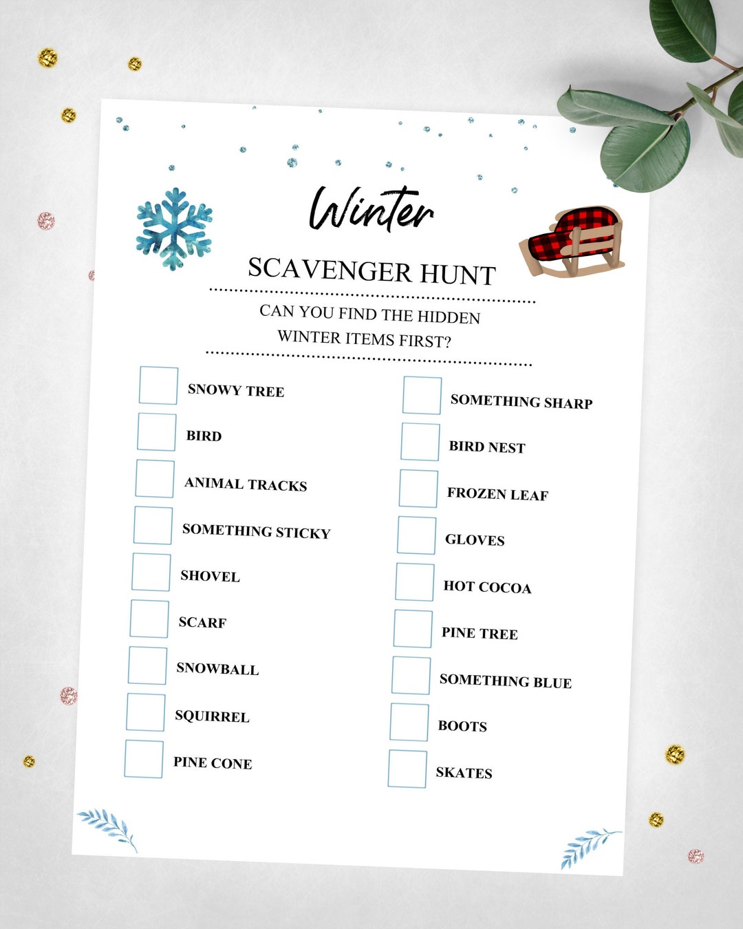 Winter Scavenger Hunt. Winter Game. Seasonal Party Game. Winter ...