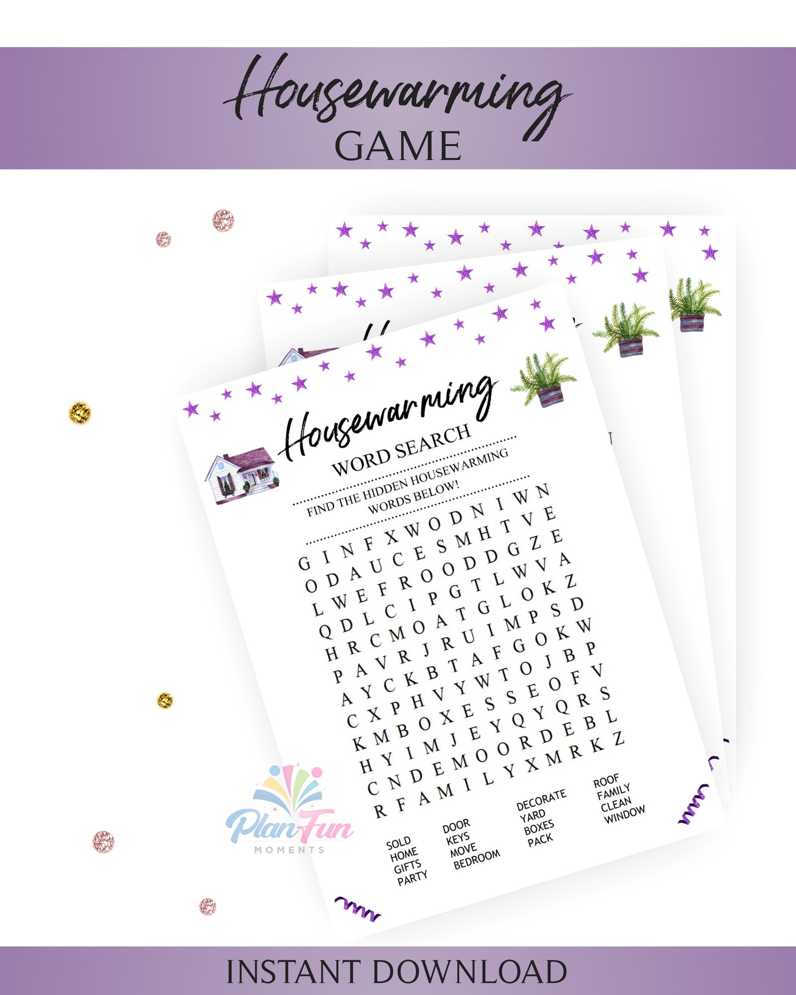 Housewarming Word Search. Housewarming Party Game. Real Estate. New ...