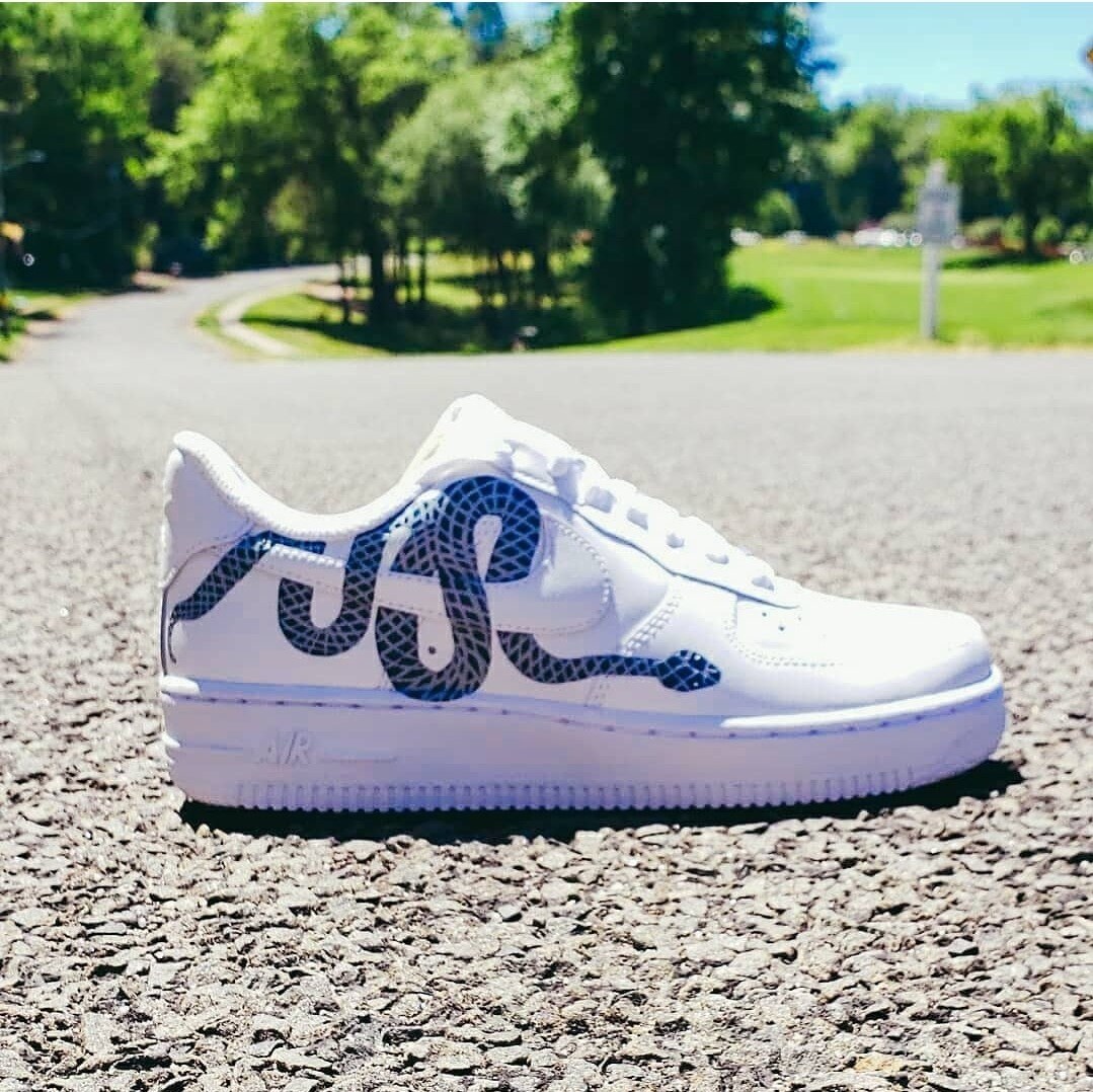 Custom Hand Painted Snake Nike Air Force Ones, Angelus Paint Customs ...