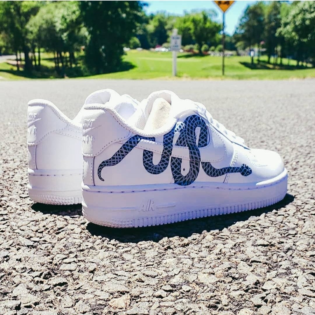 Custom Hand Painted Snake Nike Air Force Ones, Angelus Paint Customs ...