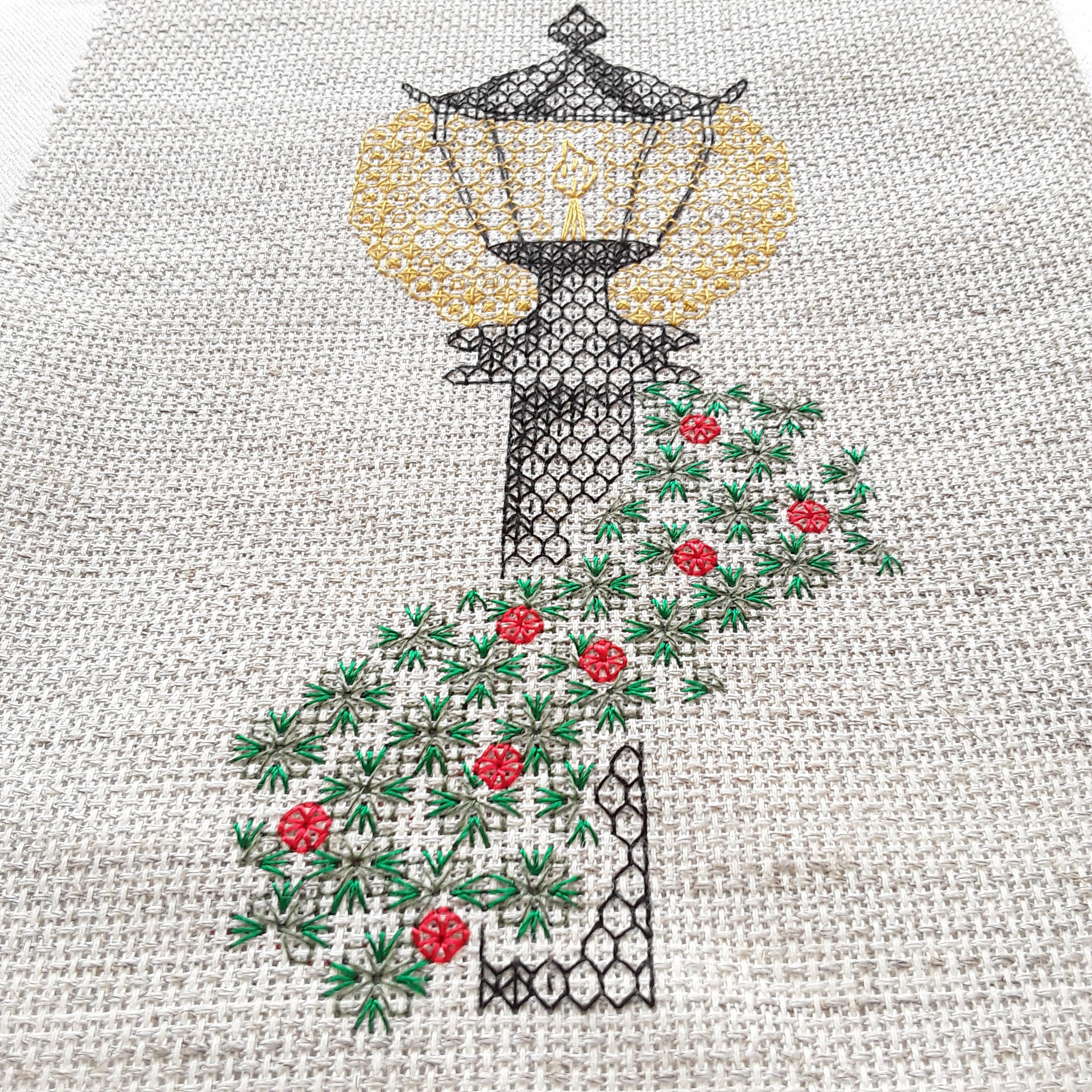 Christmas Lantern Blackwork Embroidery Pattern: Holiday Crafting (PDF ...