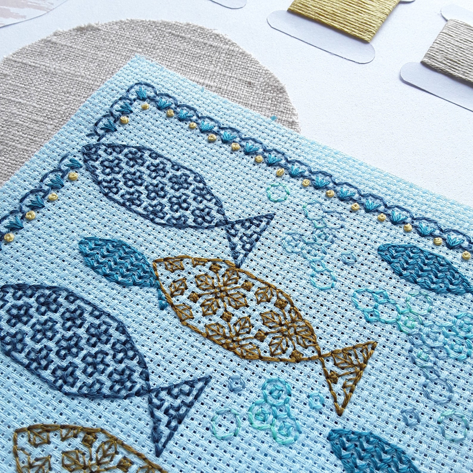 Fish Blackwork Embroidery Pattern Modern Blackwork PDF - Etsy