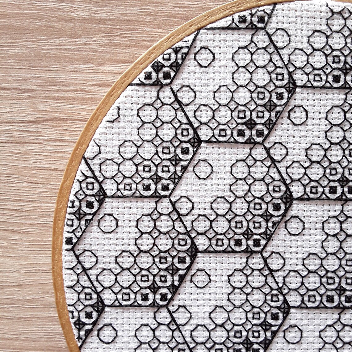 Bubble Hexagon Blackwork Embroidery Pattern Blackwork | Etsy