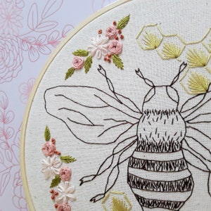 Spring Bee Embroidery Pattern | Floral Embroidery | PDF Pattern ...