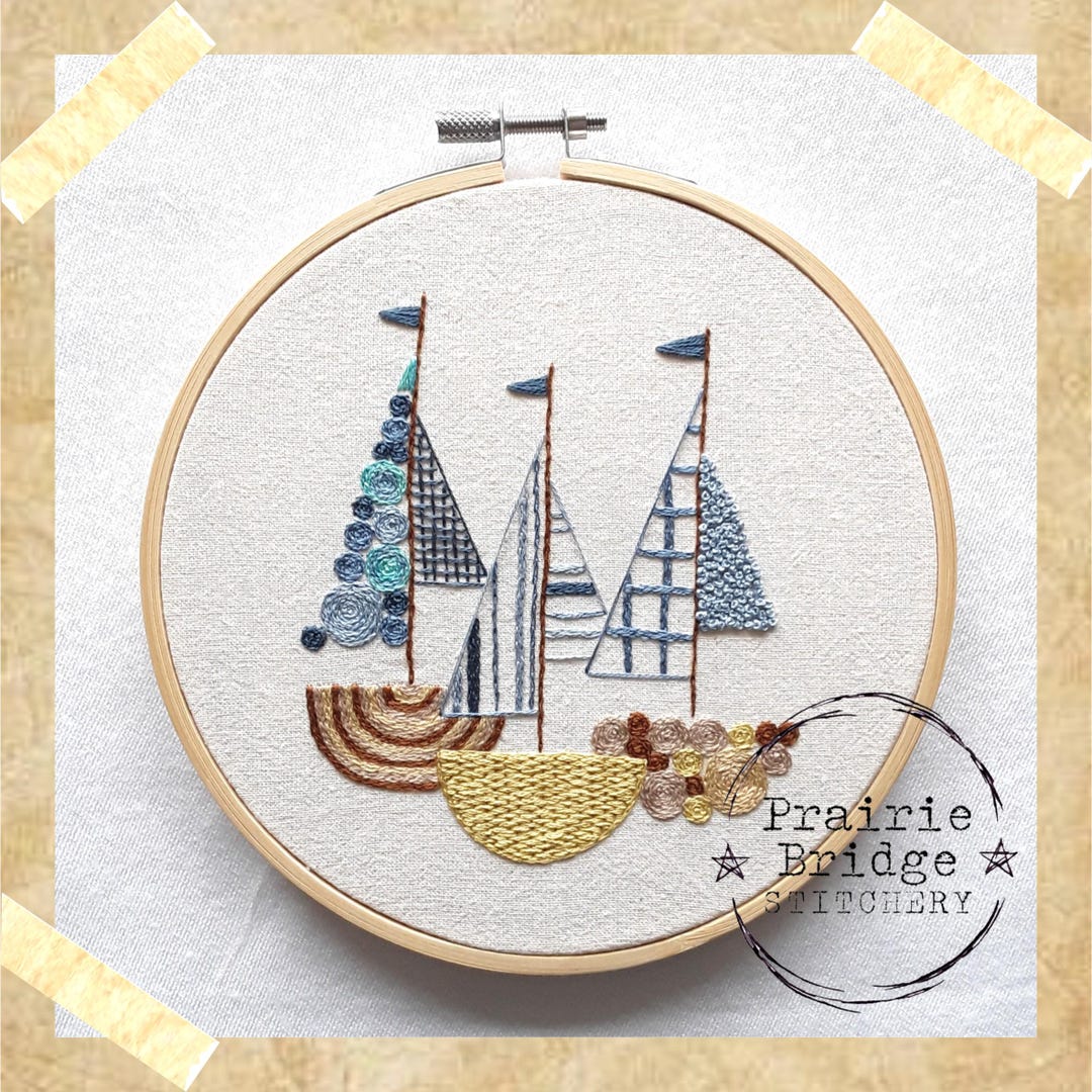Boats Embroidery Pattern: Nautical Sailing Decor (PDF Pattern) - Etsy