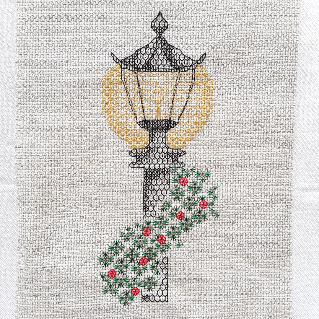 Christmas Lantern Blackwork Embroidery Pattern: Holiday Crafting (PDF ...