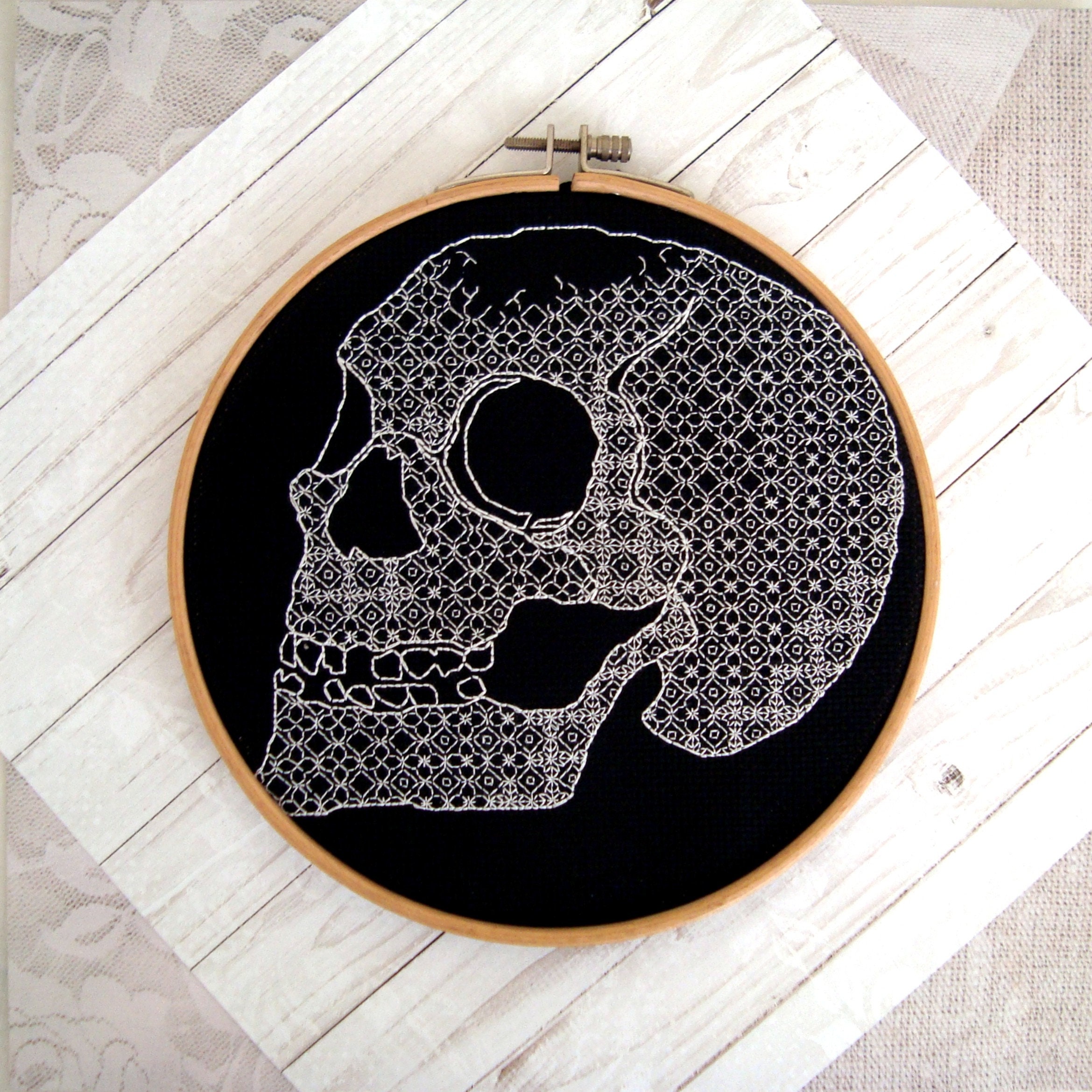 Blackwork Embroidery Skull Pattern Fully Filled | Instant Download ...