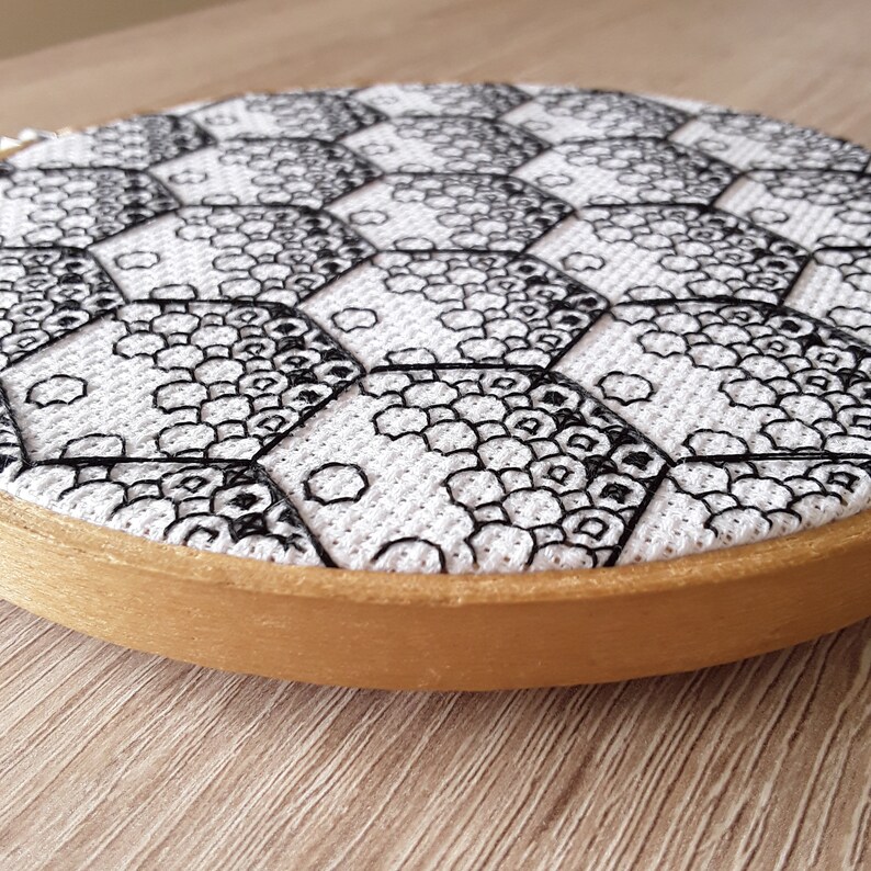 Bubble Hexagon Blackwork Embroidery Pattern Blackwork | Etsy