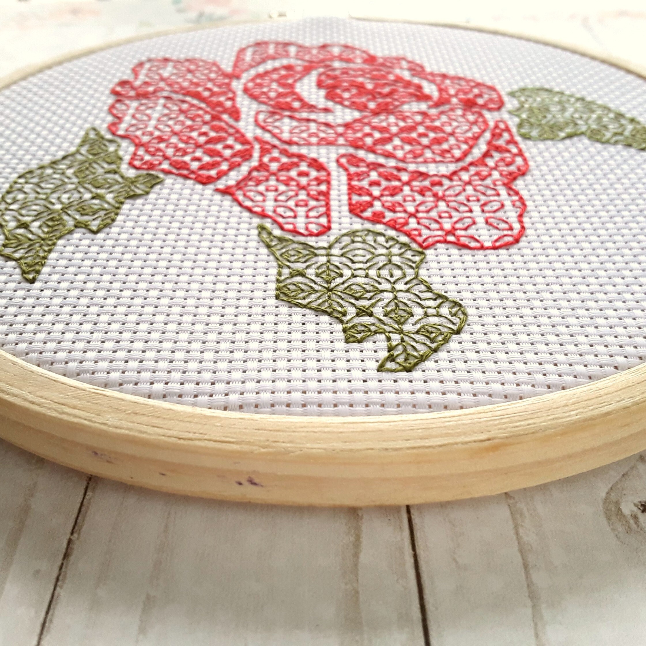 Red Rose Blackwork Embroidery Pattern Instant Digital - Etsy