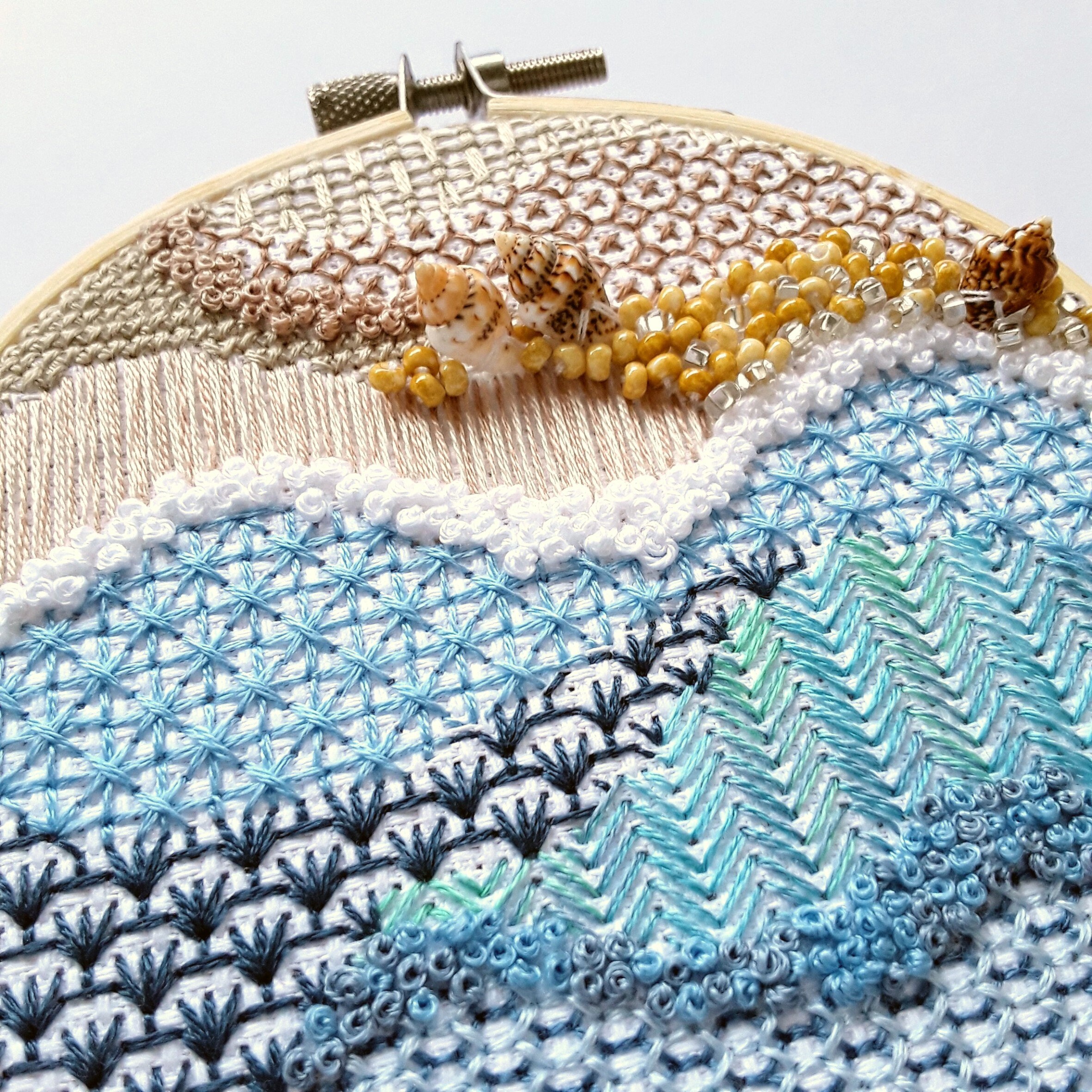 Aerial Coastal Blackwork Embroidery Pattern: Mixed Media Hoop Art (PDF ...