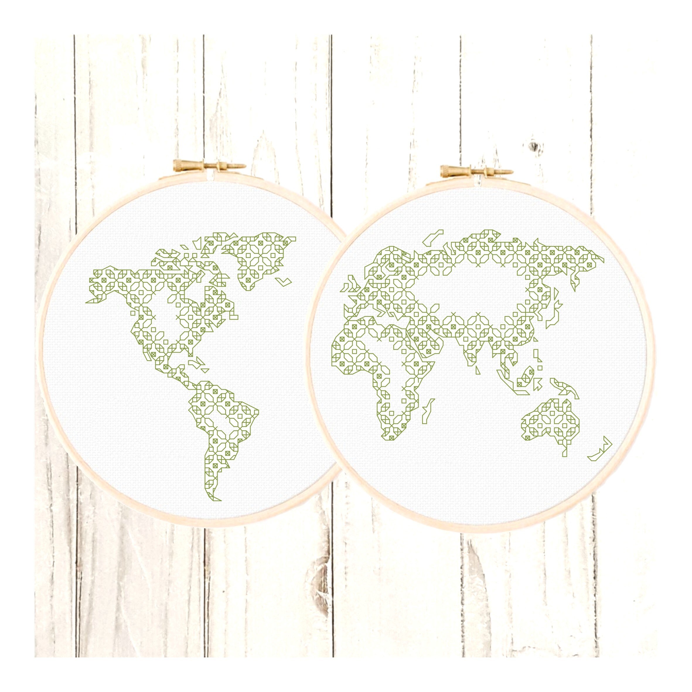 World Map Blackwork Embroidery Pattern Globetrotter - Etsy