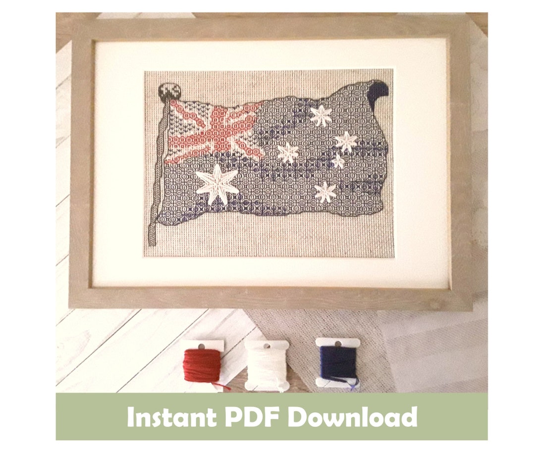 Australian Flag Blackwork Embroidery Pattern (PDF File) - Etsy