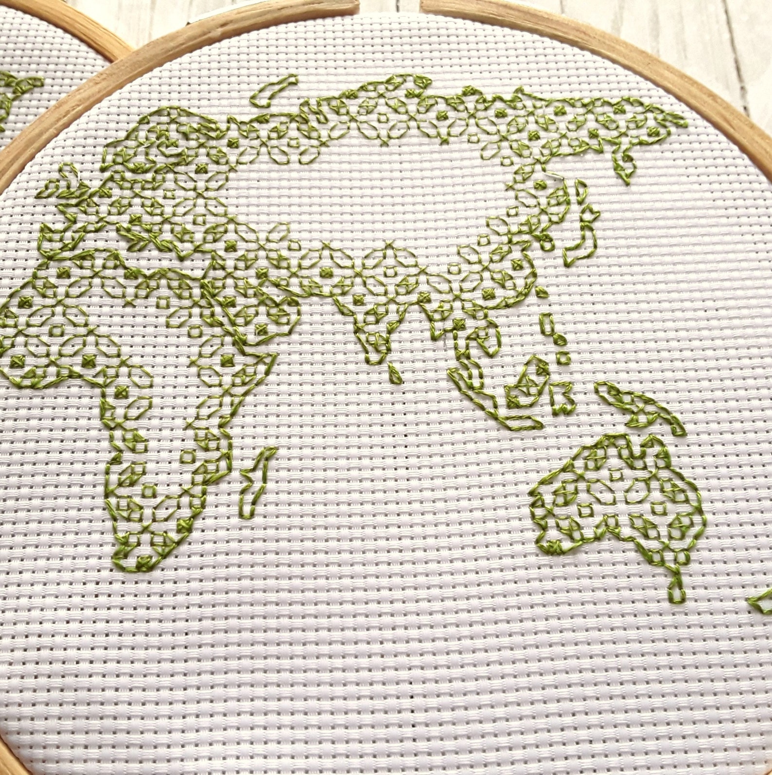 World Map Blackwork Embroidery Pattern | Globetrotter | Instant Digital ...