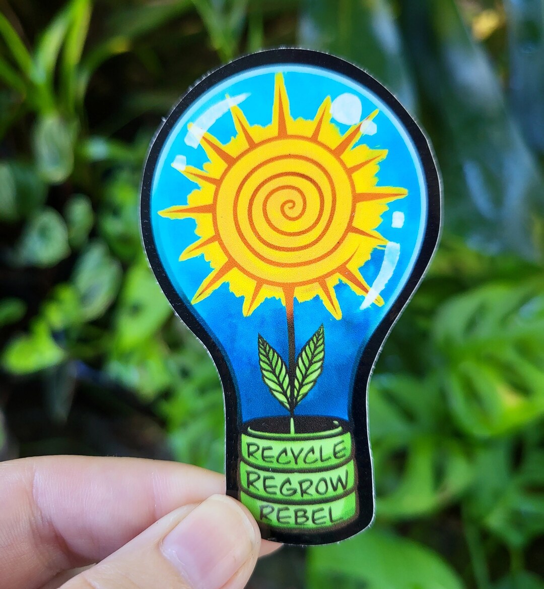 Solarpunk Solar Power Recycle Regrow Rebel Glossy Sticker - Etsy