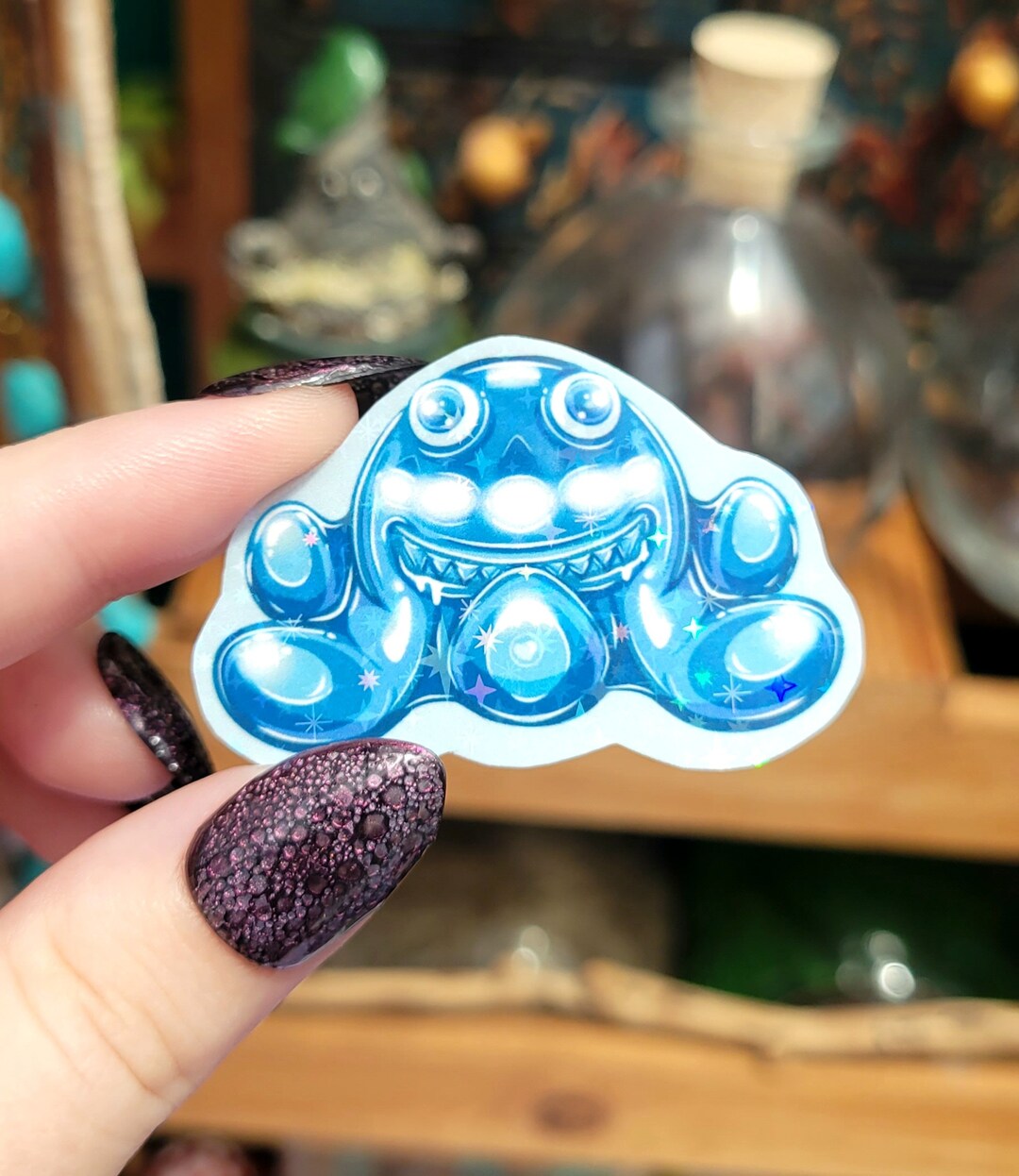 True Form Blue Slime Monster Mimic Video Game Holographic - Etsy