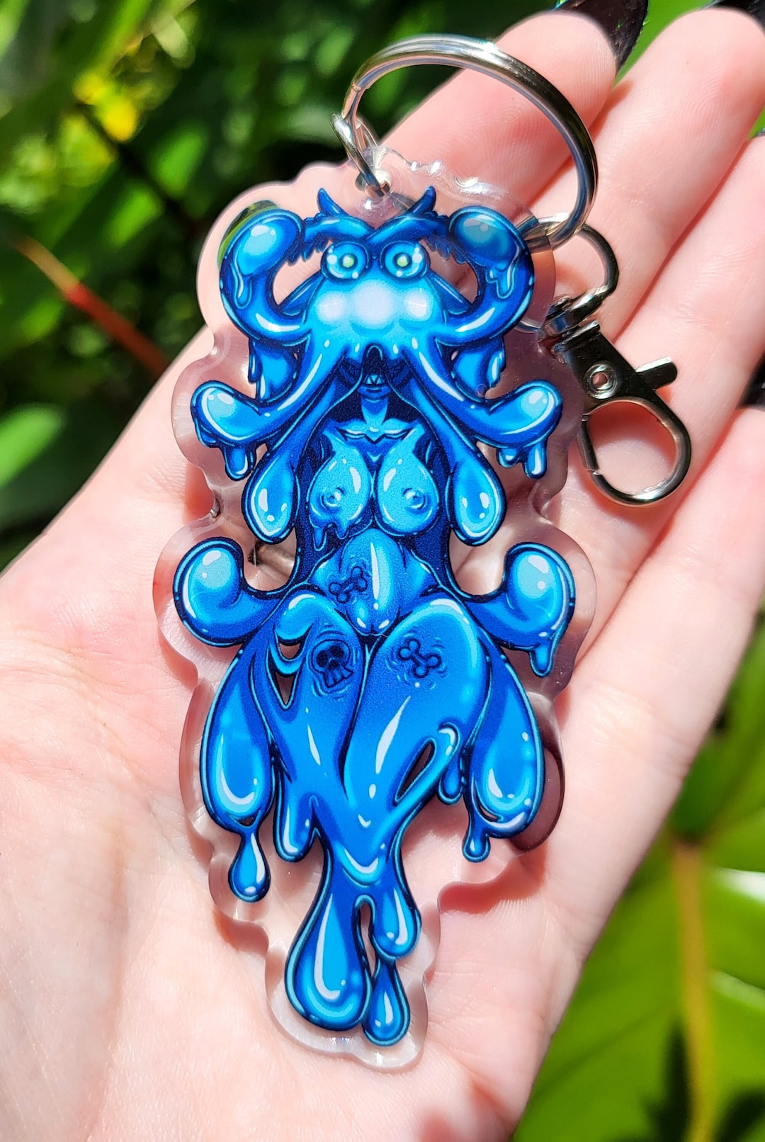 Blue Raspberry Slime Girl Keychain Plus Matching Sticker. - Etsy