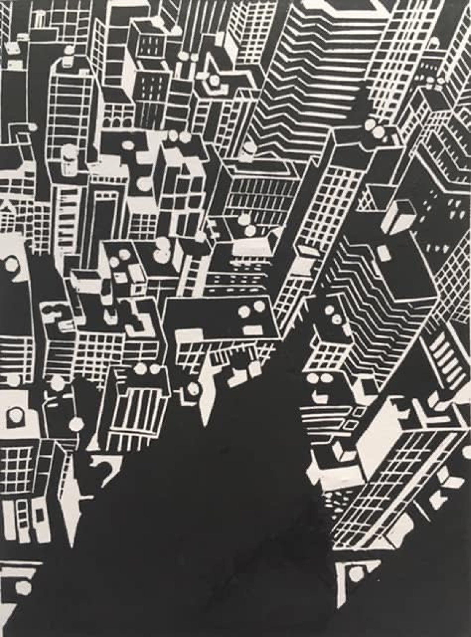 Linocut empire State Building - Etsy